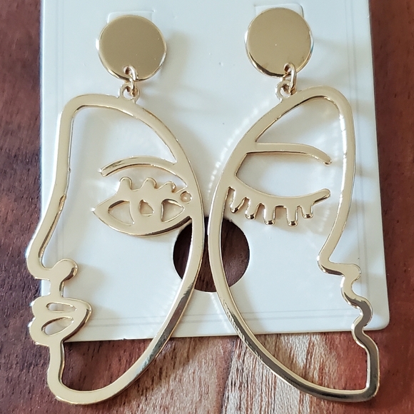 Jewelry | Gold Abstract Face Earrings | Poshmark